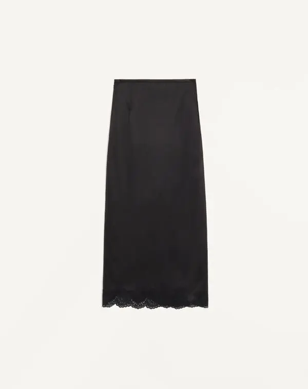 Valentino Garavani Long Skirt In Crepe Satin With Lace