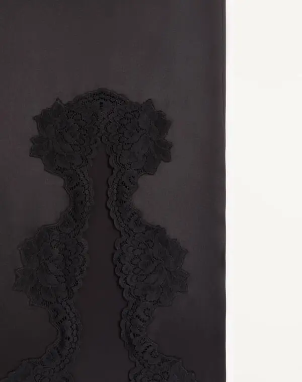 Valentino Garavani Long Skirt In Crepe Satin With Lace