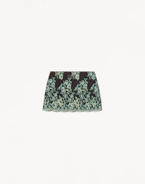 Valentino Garavani Short Lace Skirt - Chocolate/turquoise