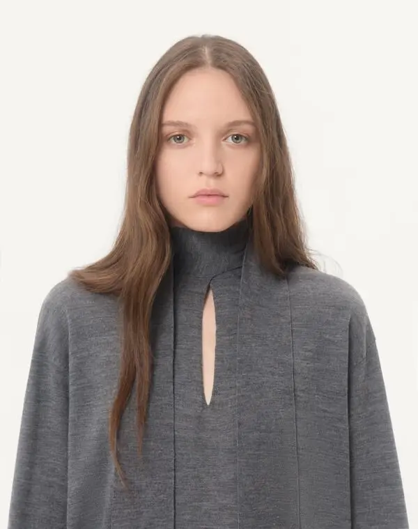 Valentino Garavani Wool Jumper With Scarf - Grey