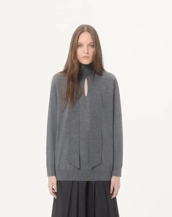 Valentino Garavani Wool Jumper With Scarf - Grey