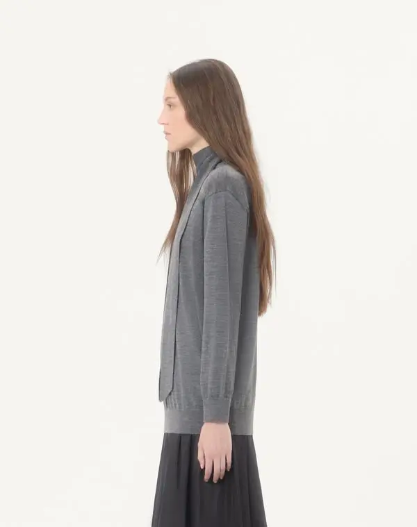Valentino Garavani Wool Jumper With Scarf - Grey