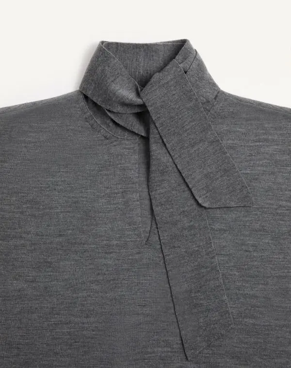 Valentino Garavani Wool Jumper With Scarf - Grey
