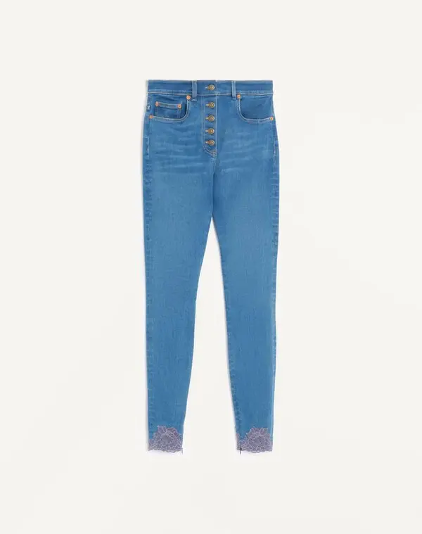 Valentino Garavani Trousers With Lace - Denim