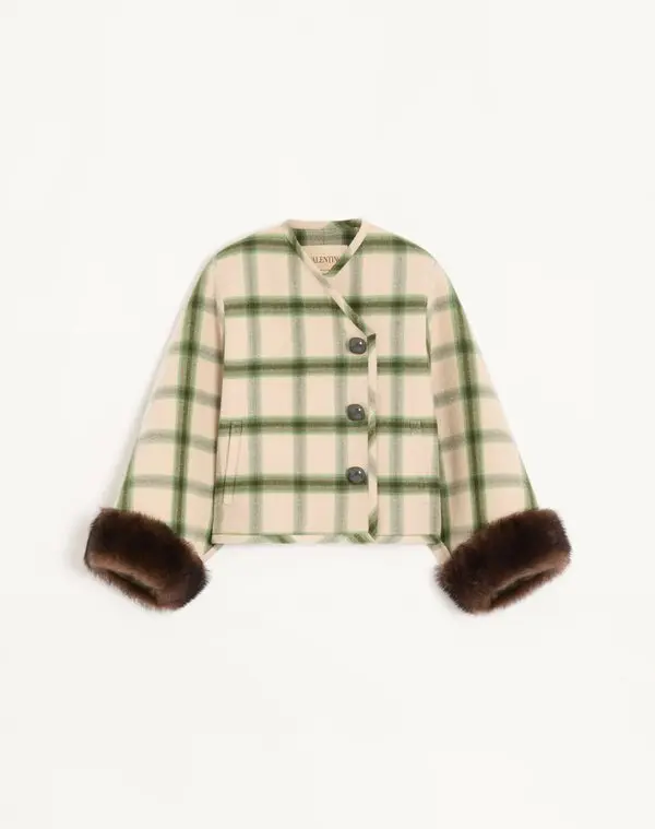 Valentino Garavani Caban In Macro Window With Shearling
