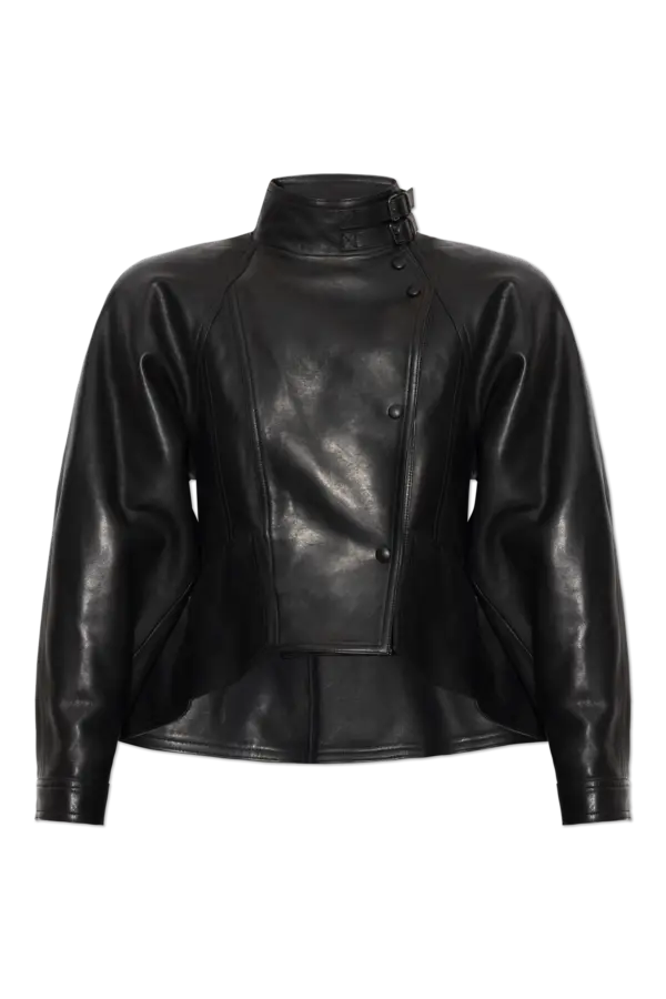 Balmain Leather Peplum Jacket - Black