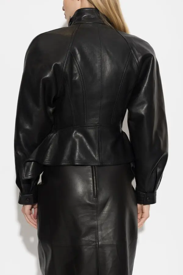 Balmain Leather Peplum Jacket