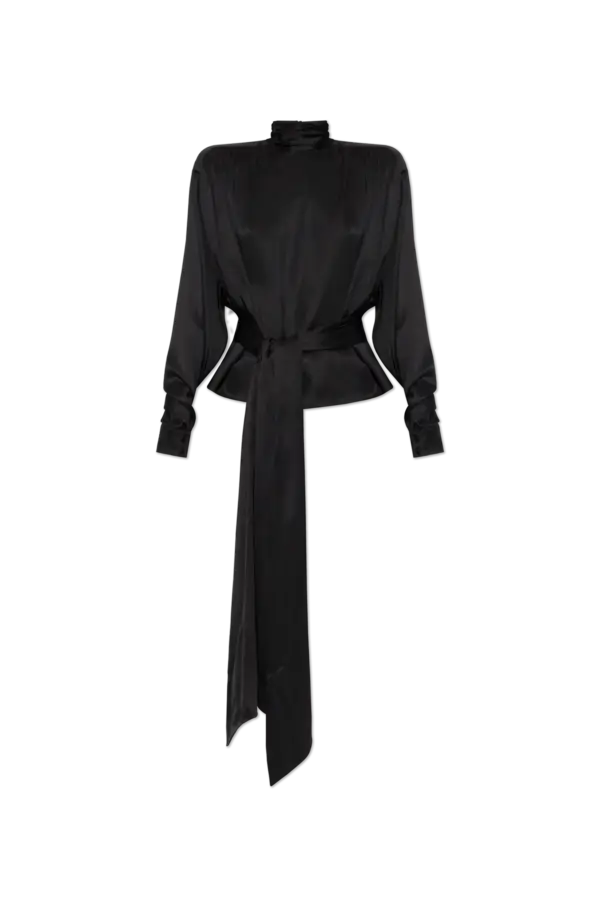 Balmain Silk Shirt With Asymmetric Cut - Black