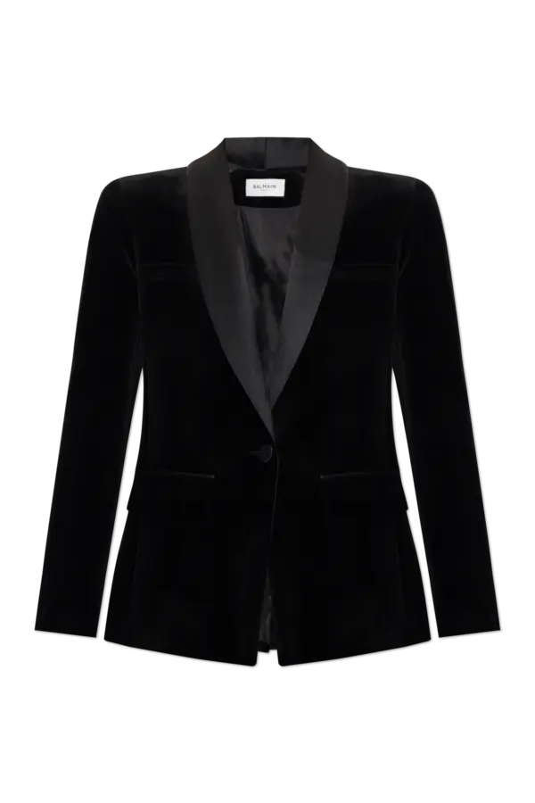 Balmain Velvet Blazer With A Single Vent - Black