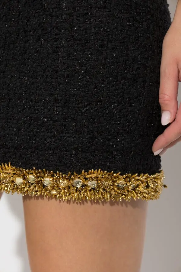 Balmain Tweed Skirt With Appliqués
