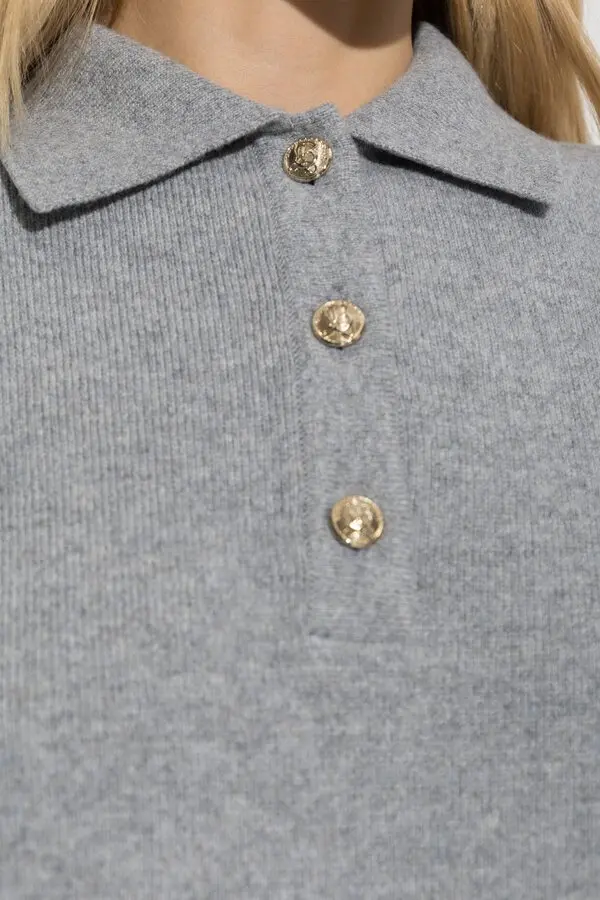 Balmain Wool Polo Shirt With Short Sleeves
