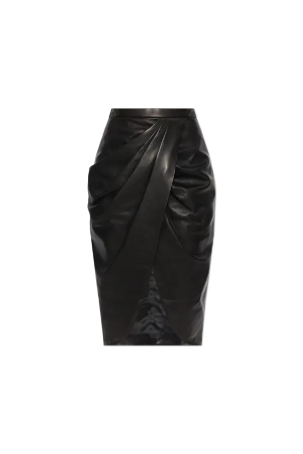 Balmain Leather Pleated Skirt