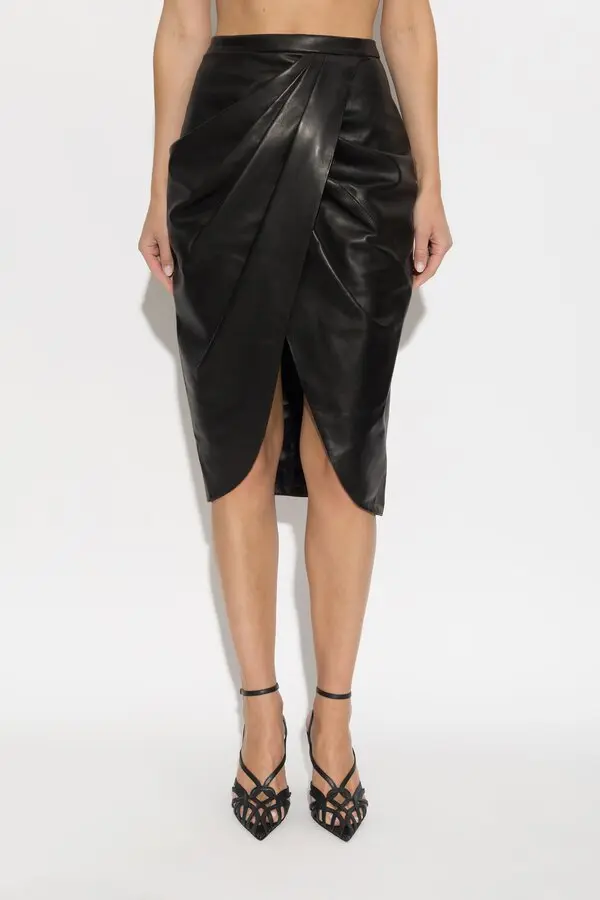 Balmain Leather Pleated Skirt