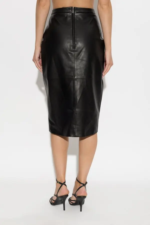 Balmain Leather Pleated Skirt
