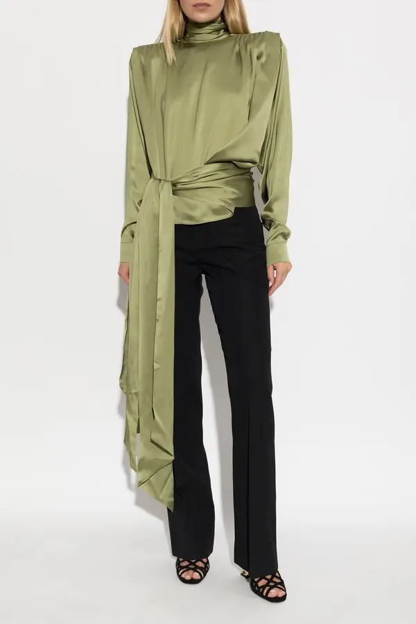 Balmain Silk Shirt With Shoulder Pads