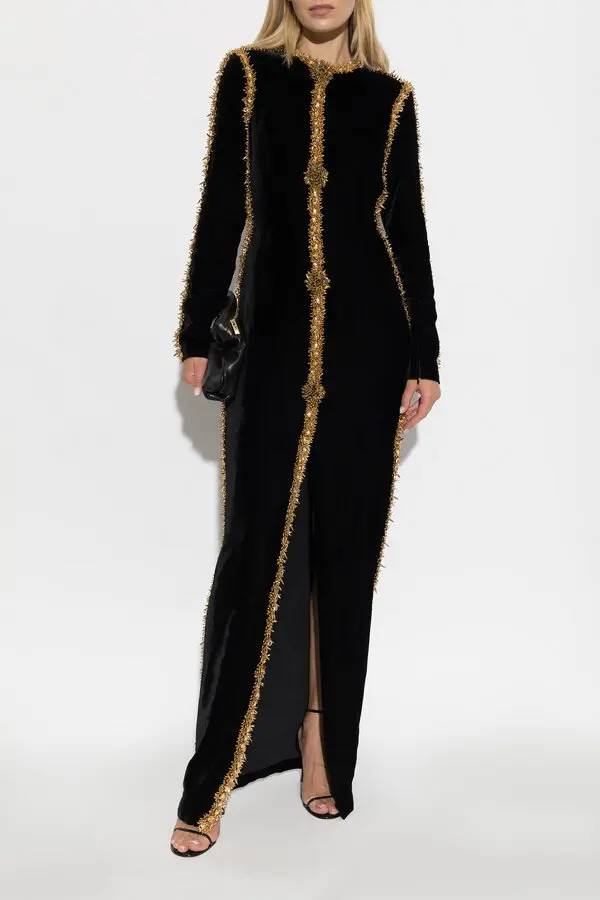 Balmain Long Dress With Appliqués