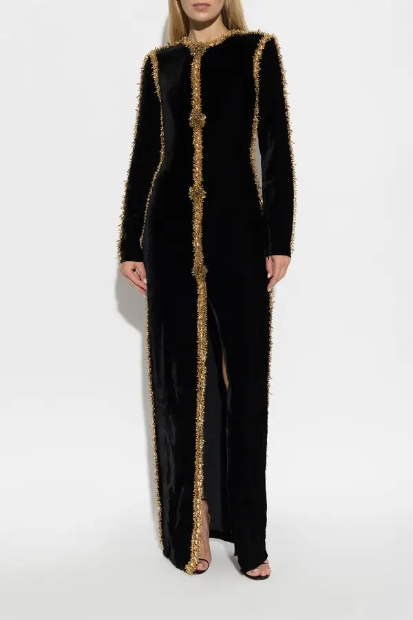 Balmain Long Dress With Appliqués