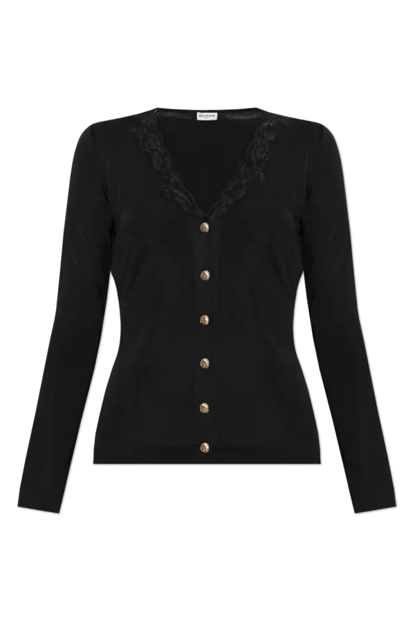 Balmain Cardigan With Lace Trim