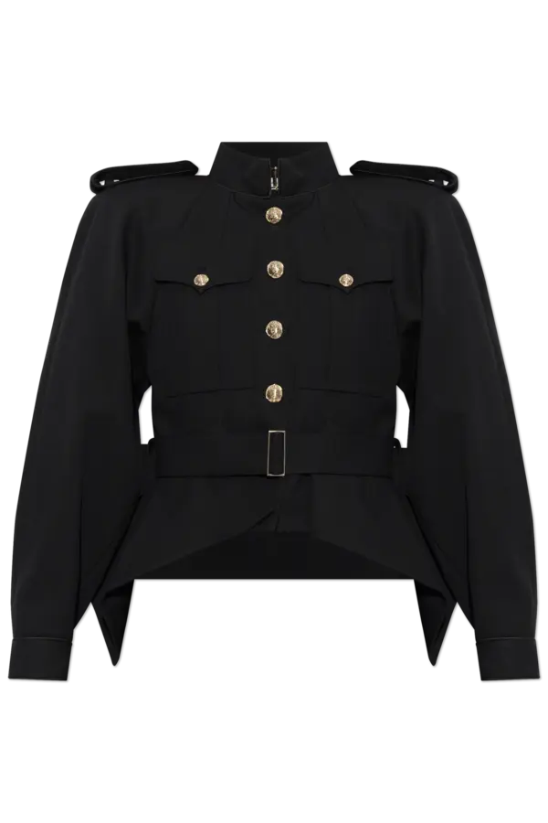 Balmain Wool Jacket With Belt - Black
