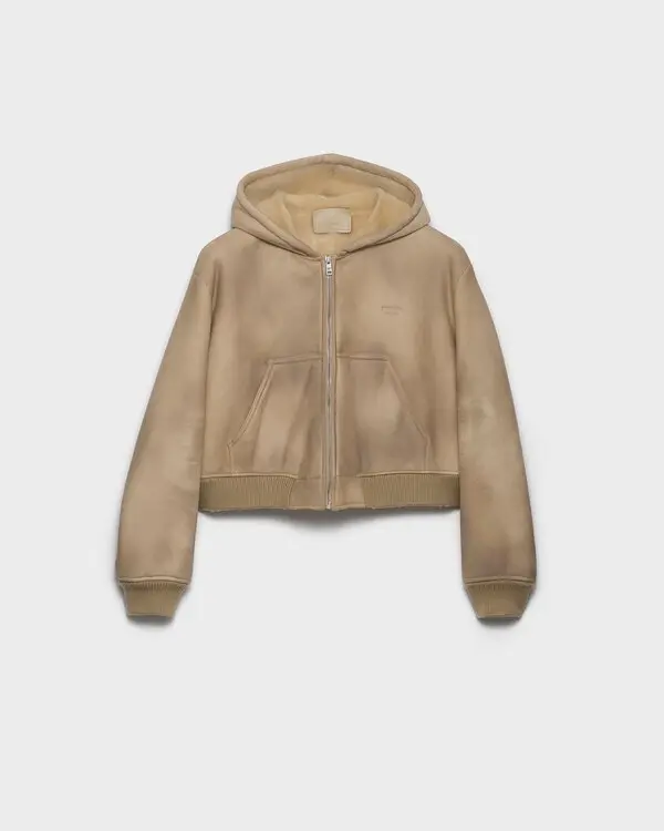 Prada Hooded Shearling Jacket - Rope