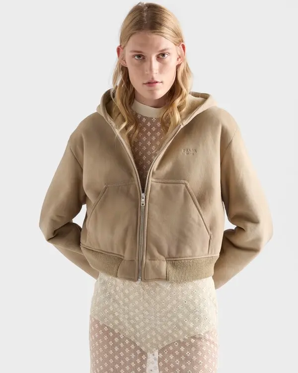 Prada Hooded Shearling Jacket - Rope
