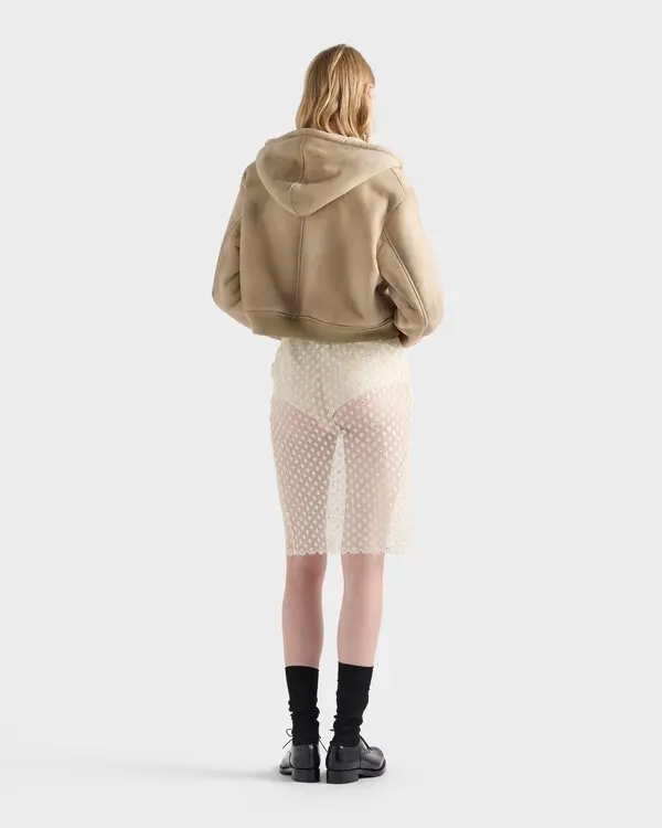 Prada Hooded Shearling Jacket - Rope
