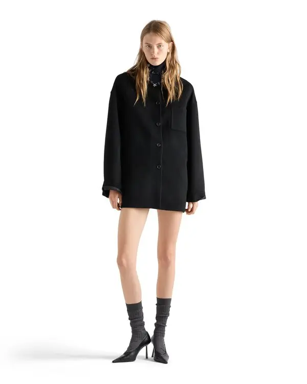 Prada Reversible Double Cashwool And Re-nylon Caban Jacket