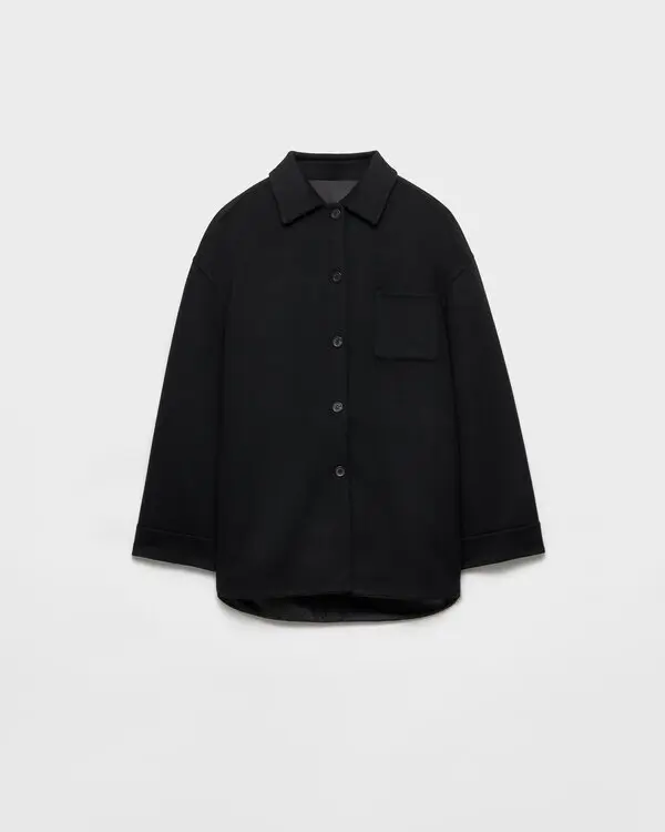 Prada Reversible Double Cashwool And Re-nylon Caban Jacket - Ebony