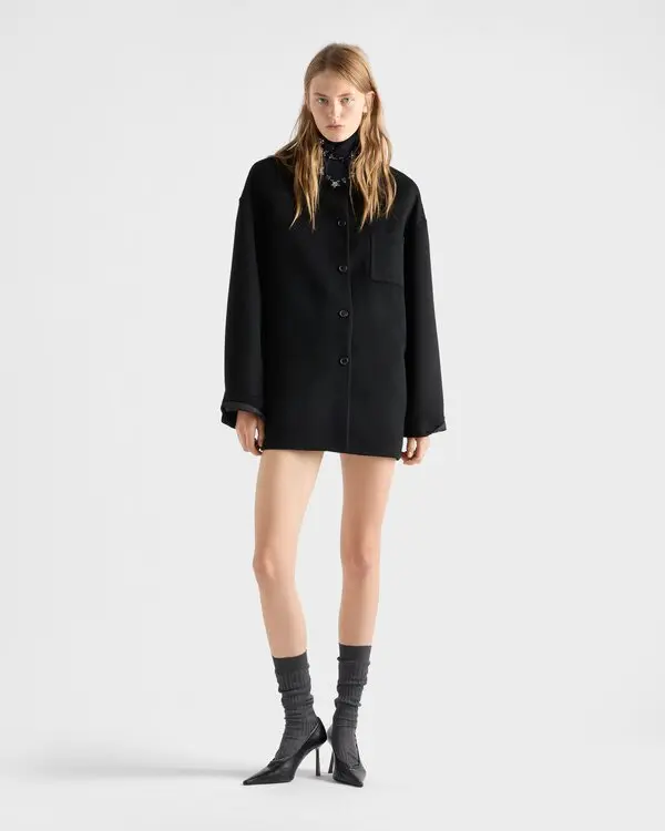 Prada Reversible Double Cashwool And Re-nylon Caban Jacket - Ebony