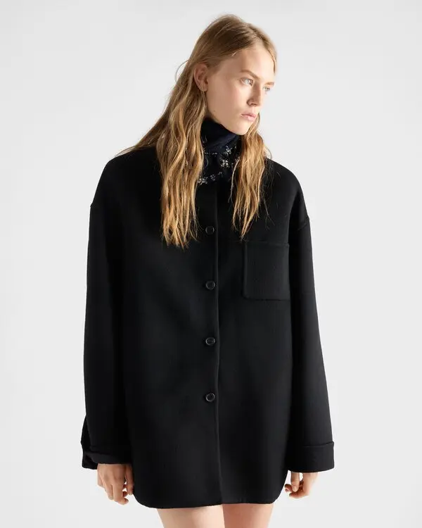 Prada Reversible Double Cashwool And Re-nylon Caban Jacket - Ebony
