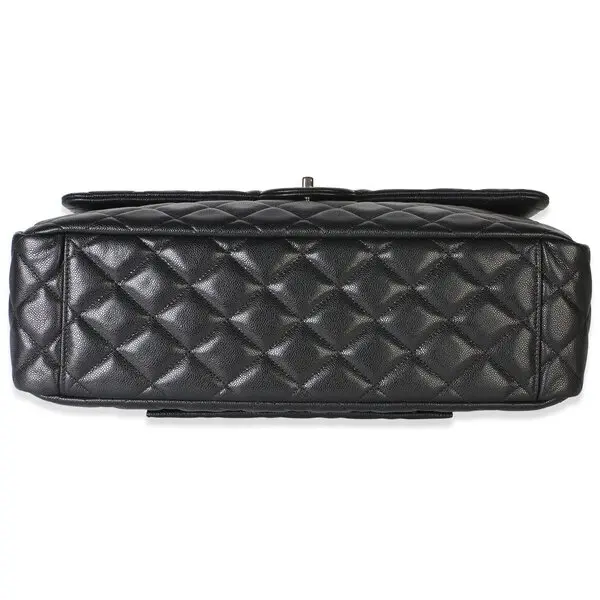 Chanel 24c Quilted Caviar Maxi Xxl Travel Flap Bag - Black