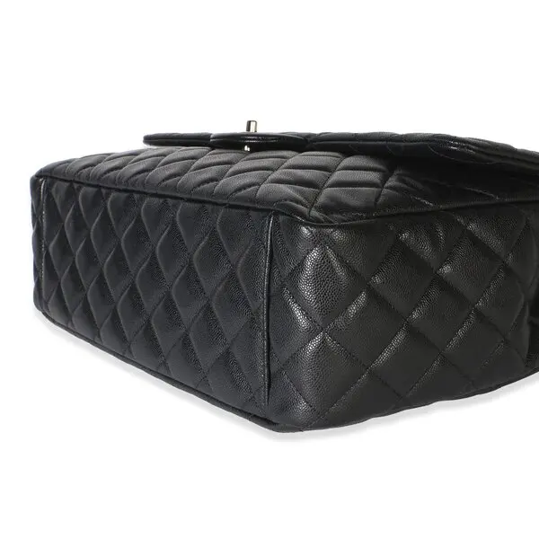 Chanel 24c Quilted Caviar Maxi Xxl Travel Flap Bag - Black