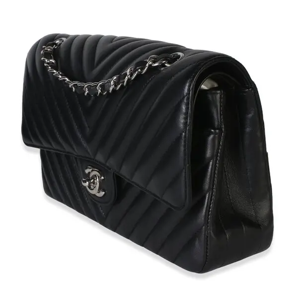 Chanel Chevron Lambskin Classic Double Flap Bag - Black