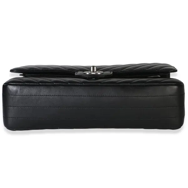 Chanel Chevron Lambskin Classic Double Flap Bag - Black