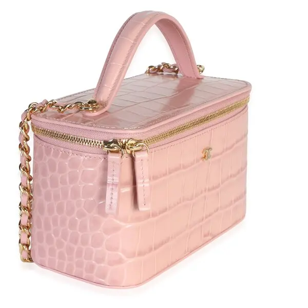 Chanel 26b Light Crocodile Embossed Calfskin Vanity With Chain