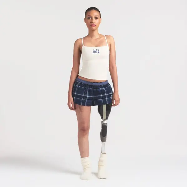 SKIMS Cotton Jersey Paralympic Cami Top | White | | For Team Usa - Ecru