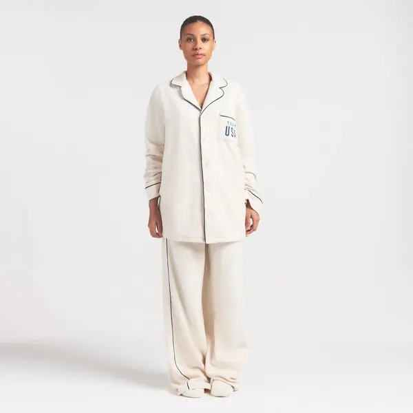 SKIMS Fleece Paralympic Oversized Pajama Top | White | | For Team Usa - Ecru