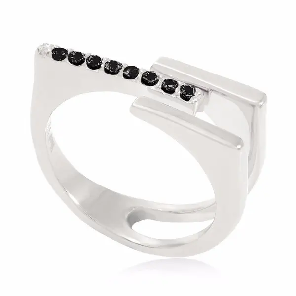 NEOLA DESIGN Neringa Silver Stacking Ring With Black Onyx