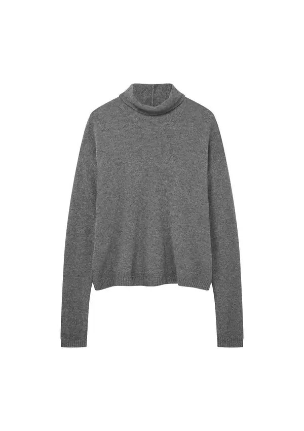LOOP CASHMERE Featherweight Roll Neck Sweater In Pewter