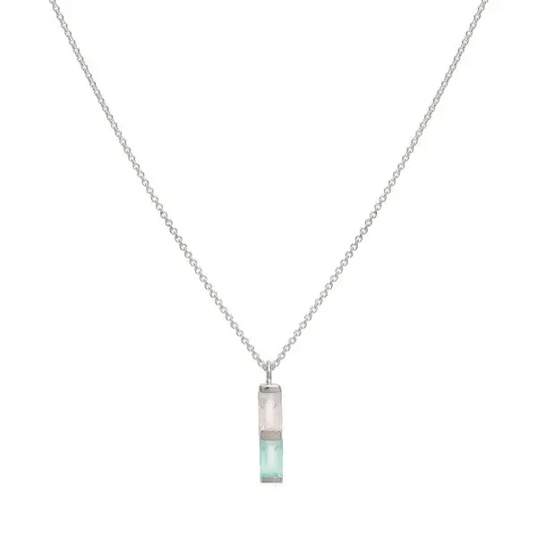 NEOLA DESIGN Necklace With Aqua Chalcedony & Rose Quartz Gemstones