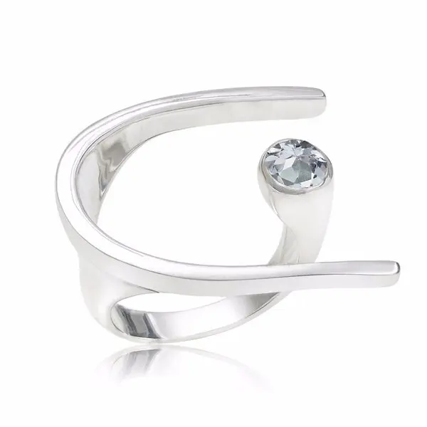 NEOLA DESIGN Lunaria Sterling Cocktail Ring With Blue Topaz