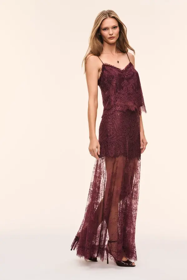 LoveShackFancy Carline Lace Maxi Skirt - Black