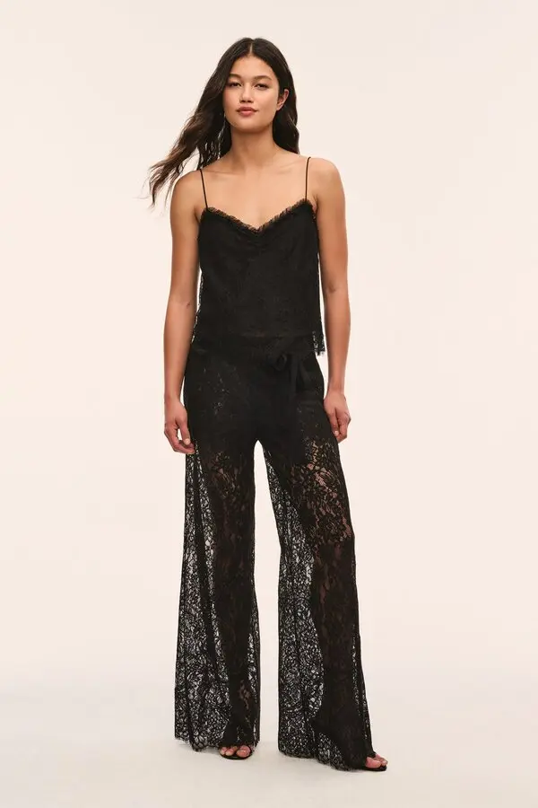 LoveShackFancy Ferni Lace Cami Top - Black