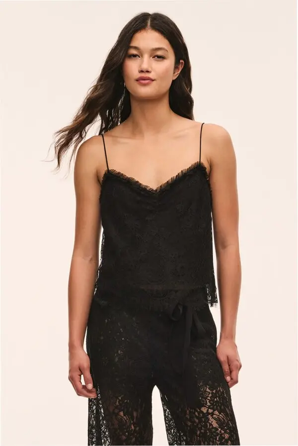 LoveShackFancy Ferni Cami Top - Black