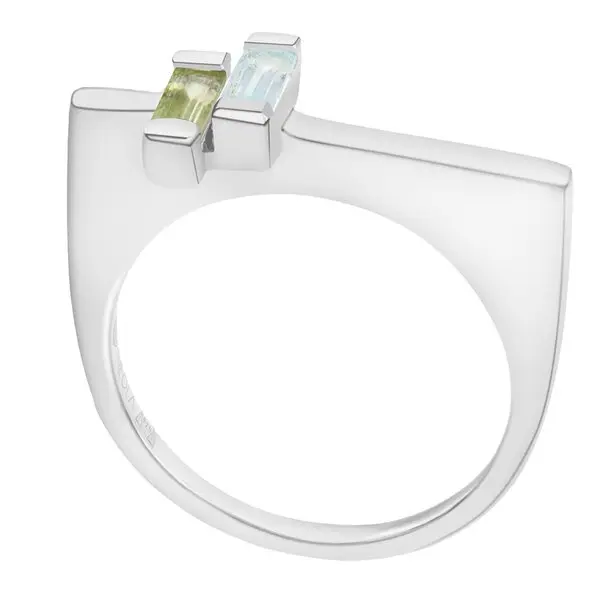NEOLA DESIGN Anais Sterling Silver Stacking Ring With Blue Topaz & Peridot