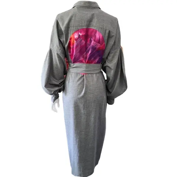 ARSHYS Jaku Dress: Draped Cotton Shirt Dress With Hand-painted Silk Detail