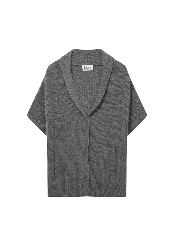 LOOP CASHMERE Half Cardigan Sleeveless Cardigan In Pewter