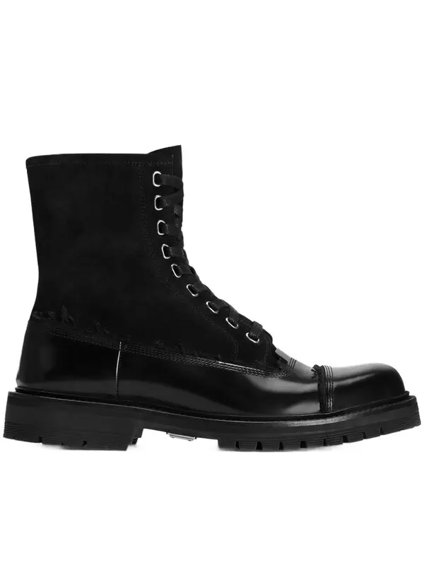 Dolce & Gabbana Leather And Suede Lace-up Ankle Boots