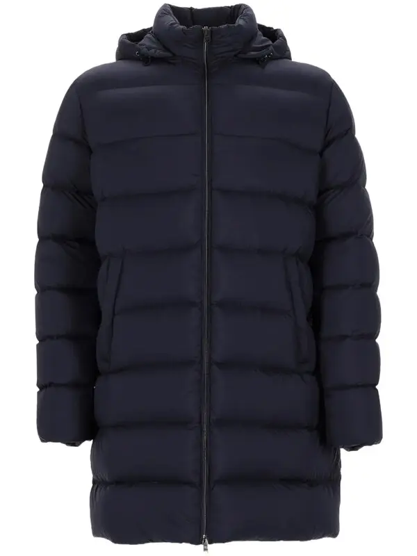 Herno Long Down Jacket With Hood - Blue