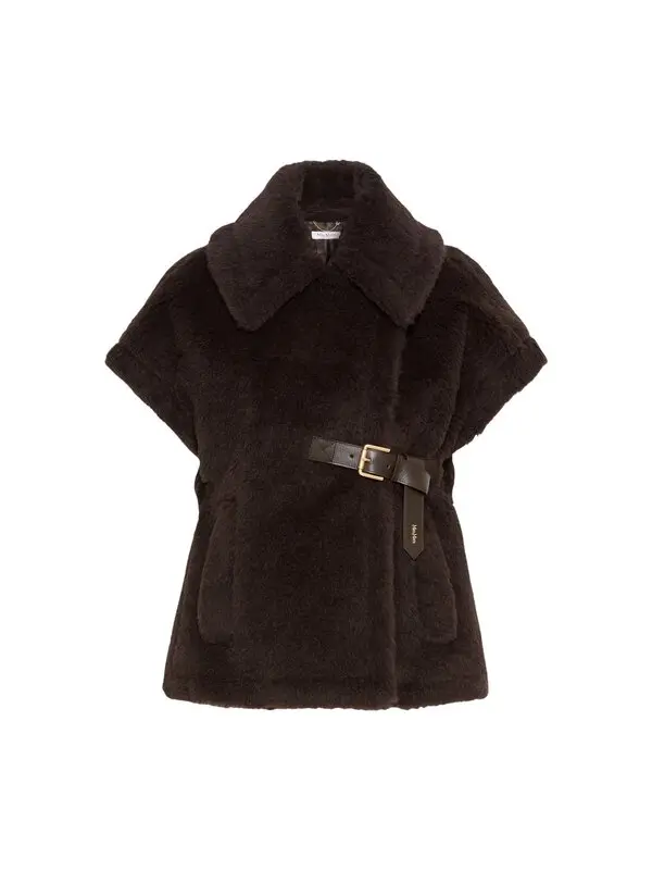 Max Mara Belted Faux Fur Jacket - Black